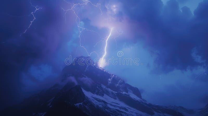 Mountain with Lightning Bolt Stock Image - Image of landscape, peak ...