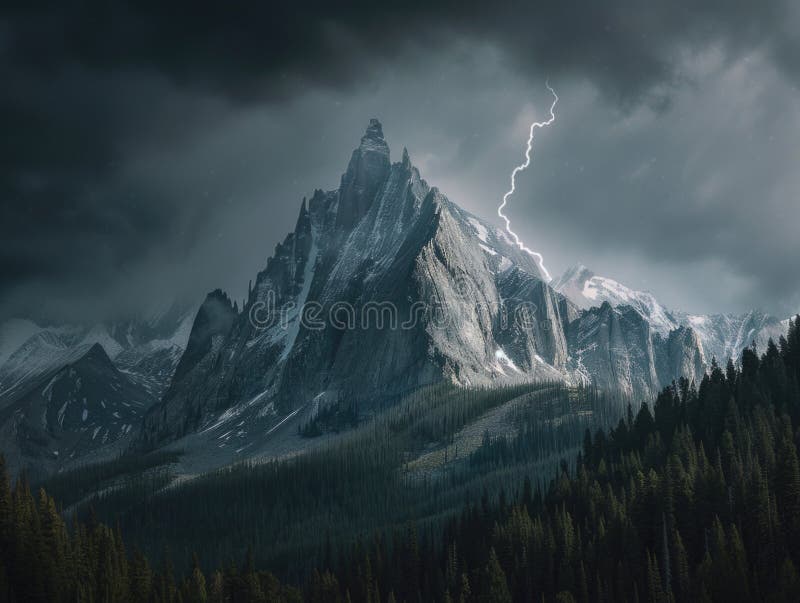 Mountain Lightning Bolt stock photo. Image of cloudy - 375088992