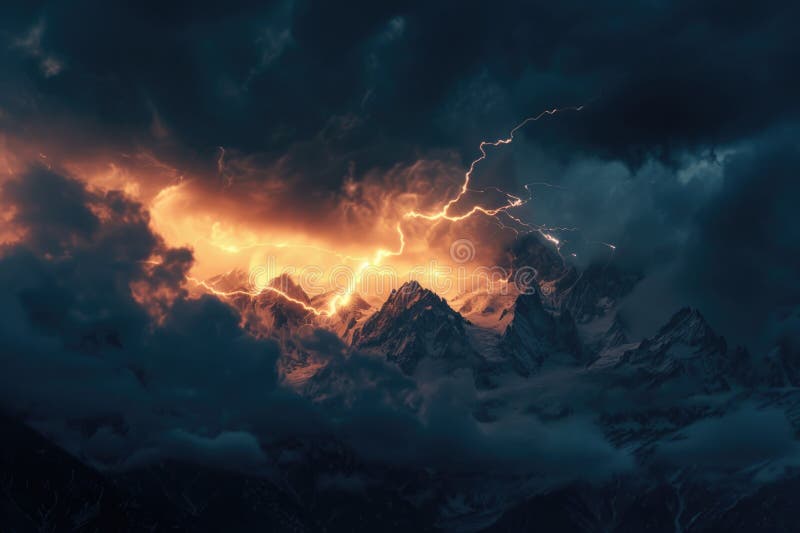 Mountain with Lightning Bolt Stock Image - Image of phenomenon ...