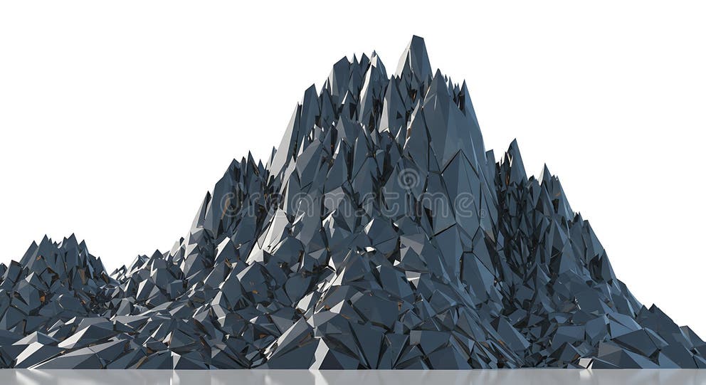 A Mountain-like Structure Composed of Sharp, Angular, Black Geometric ...