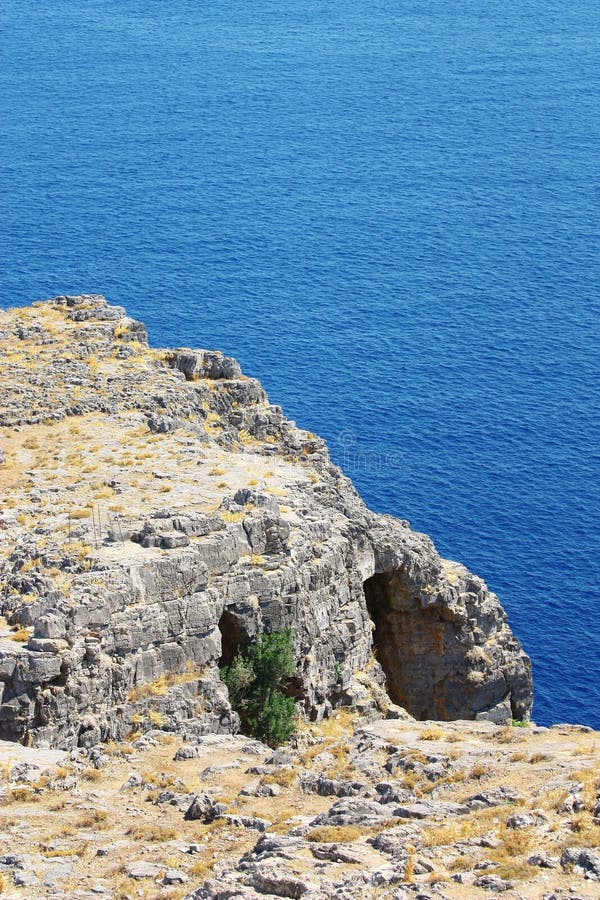 Mountain in Lindos Bay. Greece Stock Image - Image of seascape, rocks ...