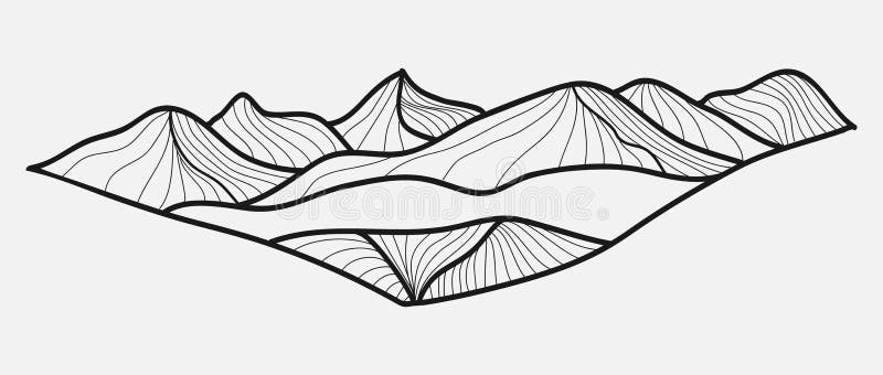Mountain Line Art. Abstract Mountain Template with Geometric Pattern ...