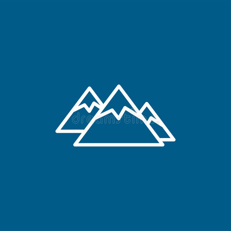 Mountain Line Icon on Blue Background. Blue Flat Style Vector ...