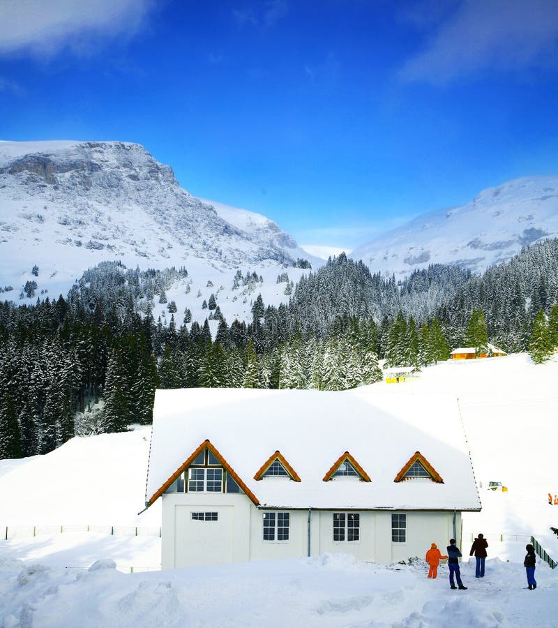 Mountain Lodge in Winter Snow Stock Photo - Image of cabin, landscape ...