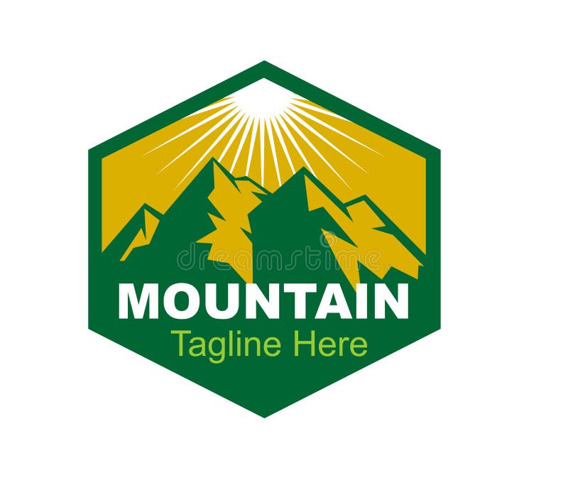 Mountain Logo Emblem Design Vector on Hexagon Frame Stock Vector ...