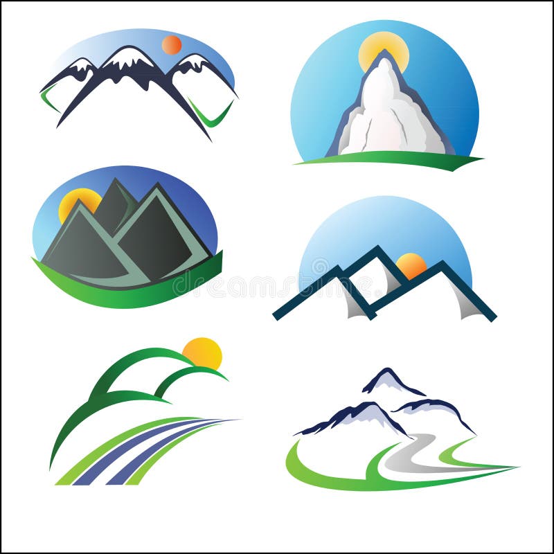 Mountain logo set stock vector. Illustration of locations - 55863913