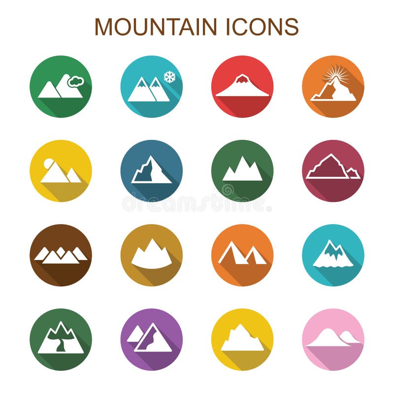 Mountain icons set stock illustration. Illustration of peak - 54764577