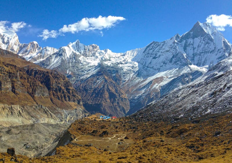 Mountain Machapuchare and Ridge Stock Photo - Image of fishtail ...