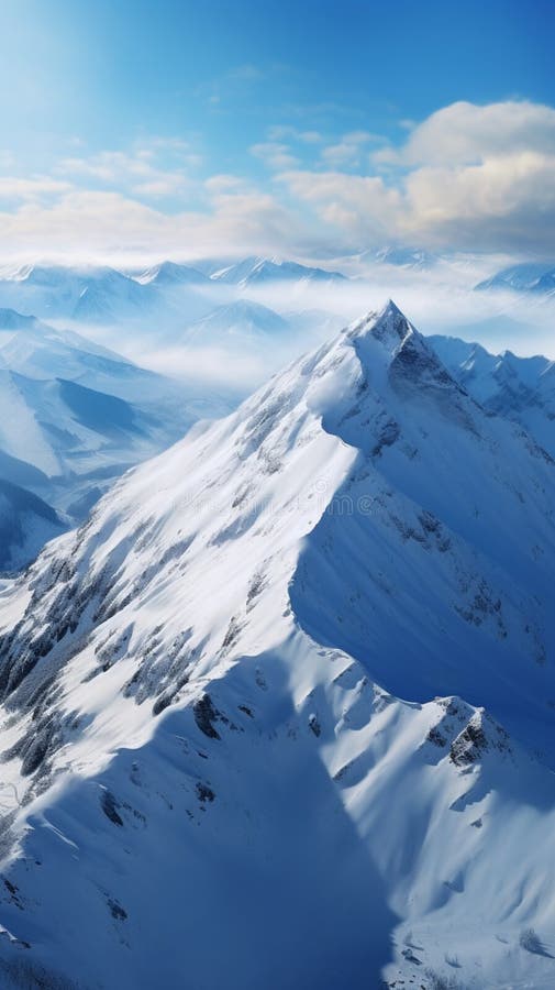 Mountain Majesty Panoramic Snowy View from the Top of Mountains Stock ...