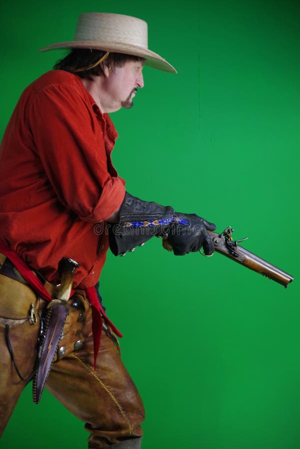 Mountain Man with Muzzle Loader Pistol Stock Photo - Image of fight ...