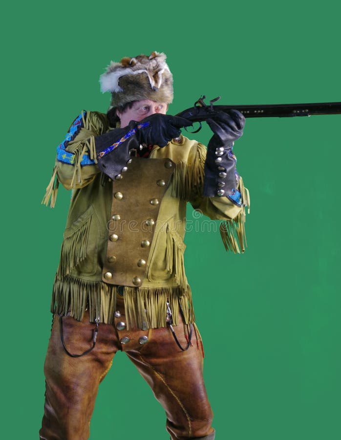Mountain Man with Muzzle Loader Rifle Stock Image - Image of gauntlets ...
