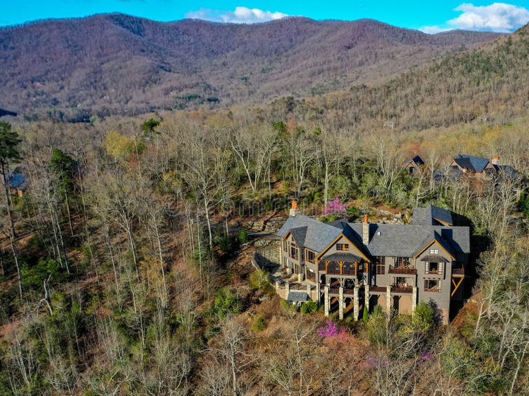 Mountain Mansion Home stock image. Image of aerial, carolina - 235057473