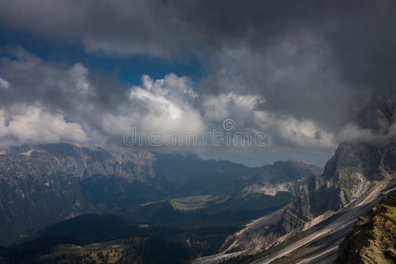 Mountain Massif in Dolomites Stock Photo - Image of hiking, seceda ...