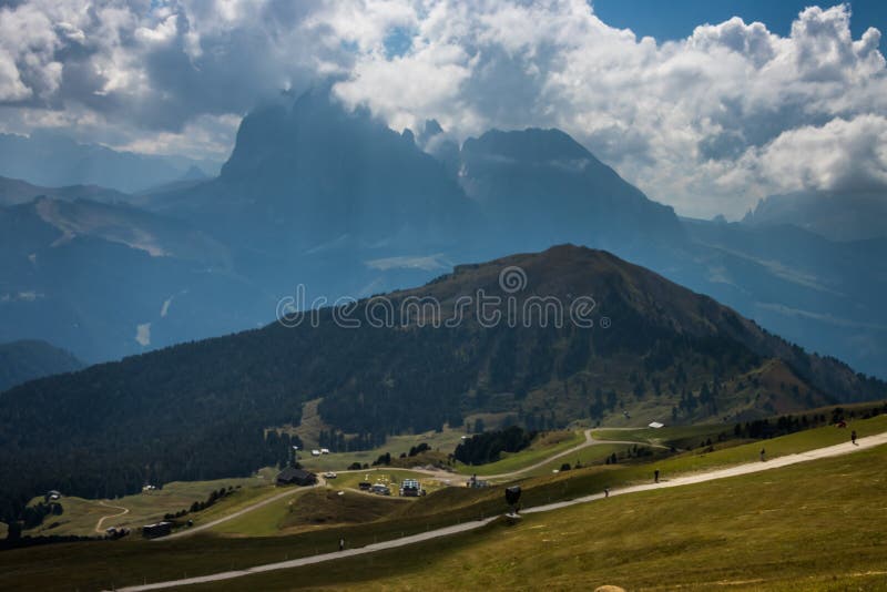 Mountain Massif in Dolomites Stock Photo - Image of hills, beauty ...