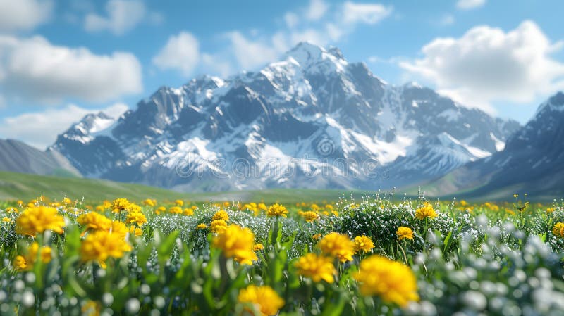 Mountain Meadow in Morning Light Stock Image - Image of blossom, sunset ...