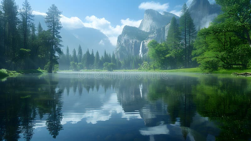 Mountain Meadow in Morning Light Stock Image - Image of forest, tree ...