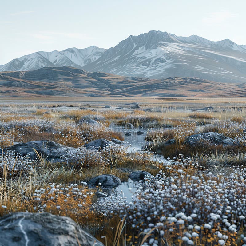 Mountain Meadow Stream stock illustration. Illustration of scenery ...