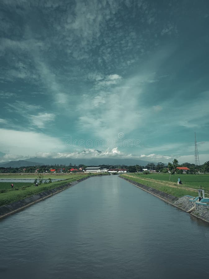 The Mountain Meet a River and a Beatiful Sky. Stock Image - Image of ...