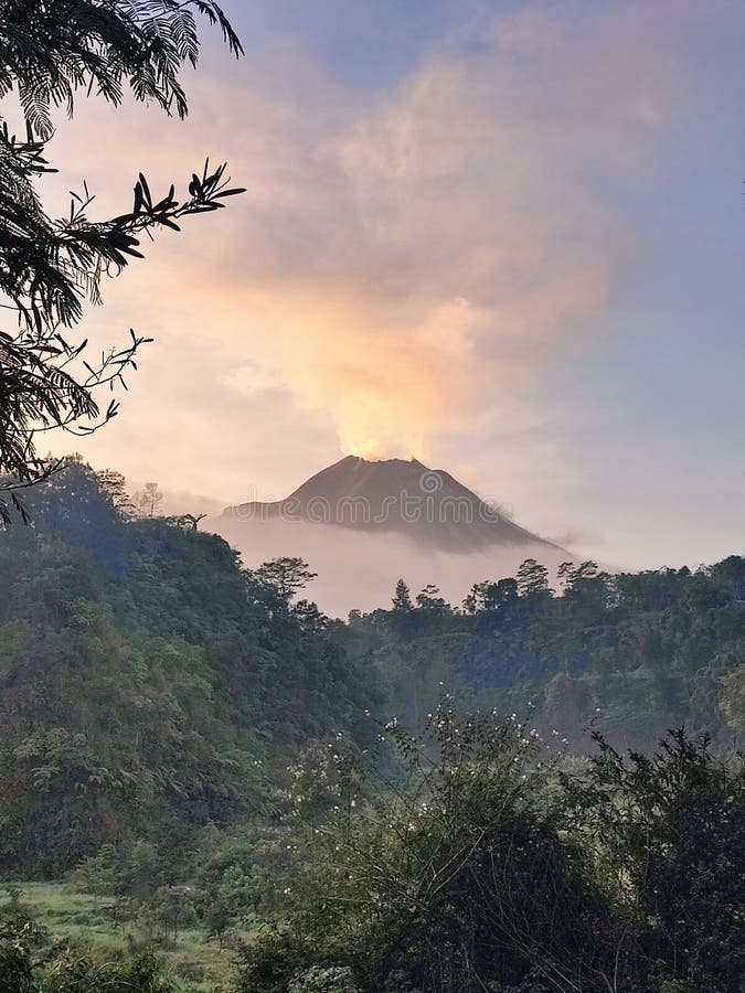 Mountain merapi of java stock image. Image of cloud - 288816879