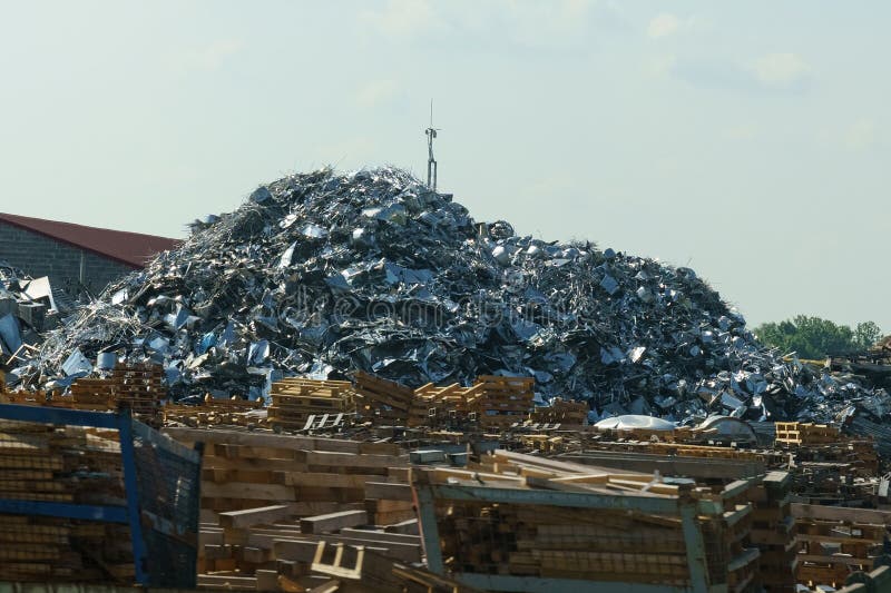 A Mountain of Metal Waste from Production. Stock Image - Image of ...