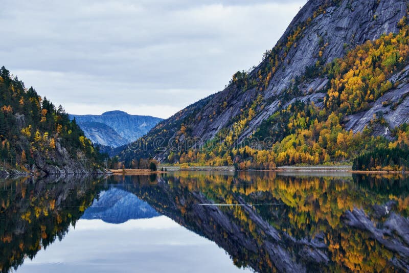 Mountain Mirroring in Calm Waters Stock Photo - Image of birch, calm ...