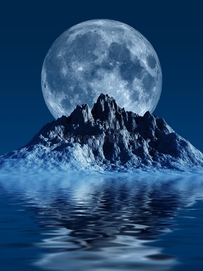 Mountain with Moon stock illustration. Illustration of aquatic - 14598387