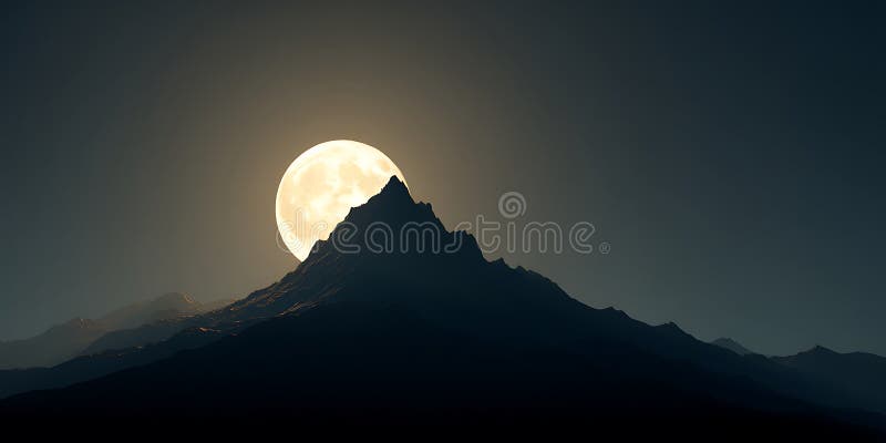 Mountain Moon Night Sky Photography Stock Illustration - Illustration ...