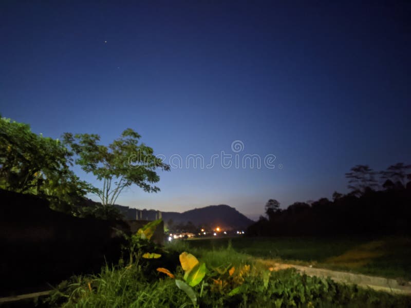 Mountain Moon Windmill Grass Football Field Stock Image - Image of hill ...