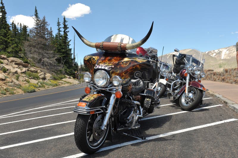 Mountain Motorcycles stock photo. Image of cycles, lights - 57684338