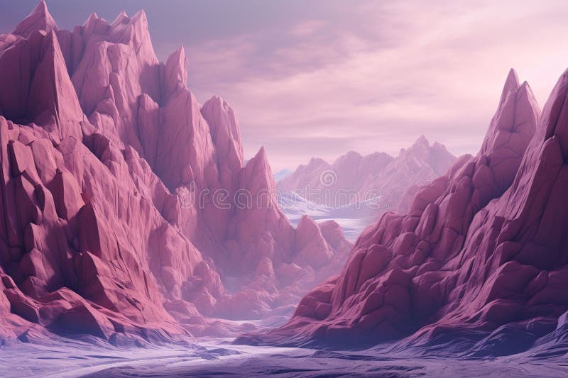 Mountain Mural Rock Formations Painted with Pink Stock Illustration ...