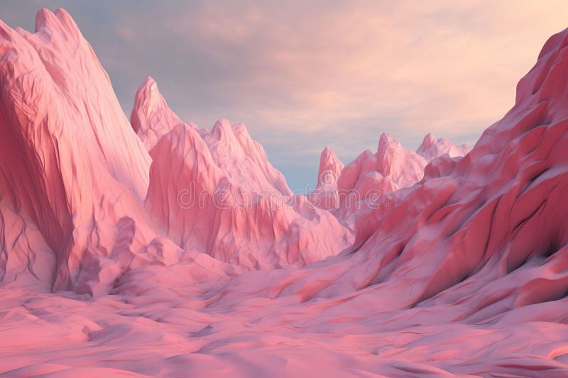 Mountain Mural Rock Formations Painted with Pink Stock Illustration ...