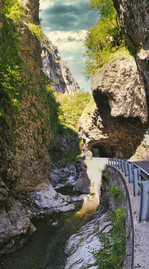 Mountain Narrow Road through the Gorge in the Mountains of Italy Stock ...