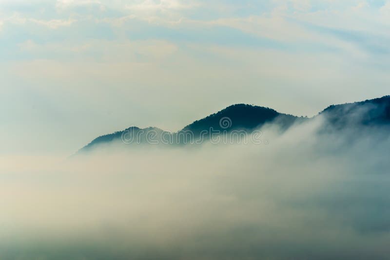 Mountain Nature of Misty Clouds Fast Movement Stock Image - Image of ...