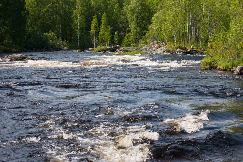 Mountain, Northern Rivers with a Threshold and a Waterfall. Stock Photo ...