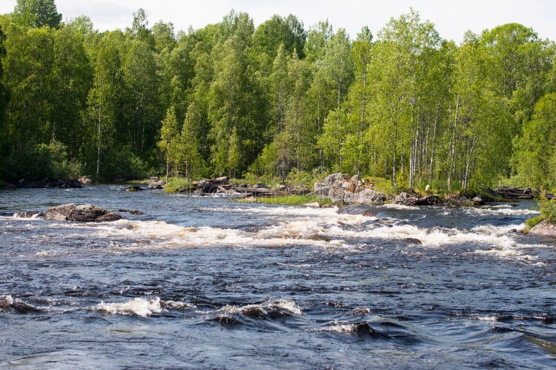 Mountain, Northern Rivers with a Threshold and a Waterfall. Stock Photo ...