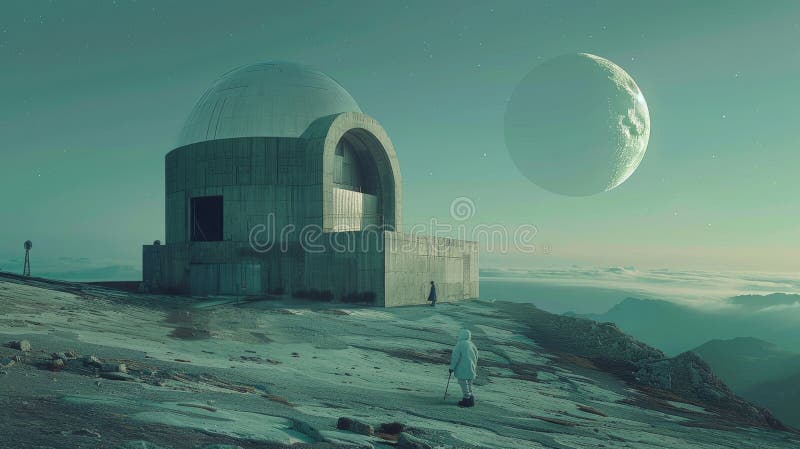 Mountain Observatory with Angular Telescope Scanning the Starry Sky ...