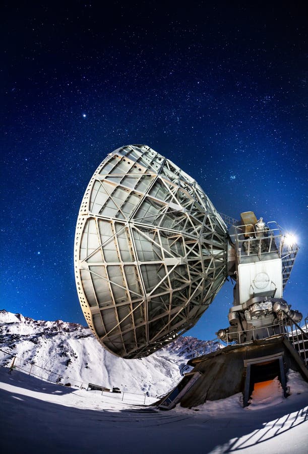 Mountain Observatory at Night Stock Photo - Image of moon, scene: 36716124
