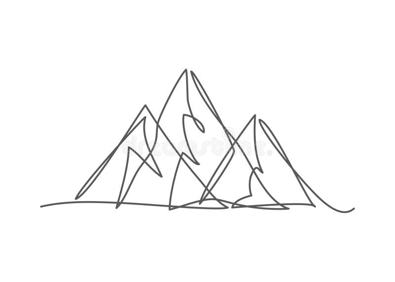 Mountain One Line Drawing on White Background Stock Vector ...