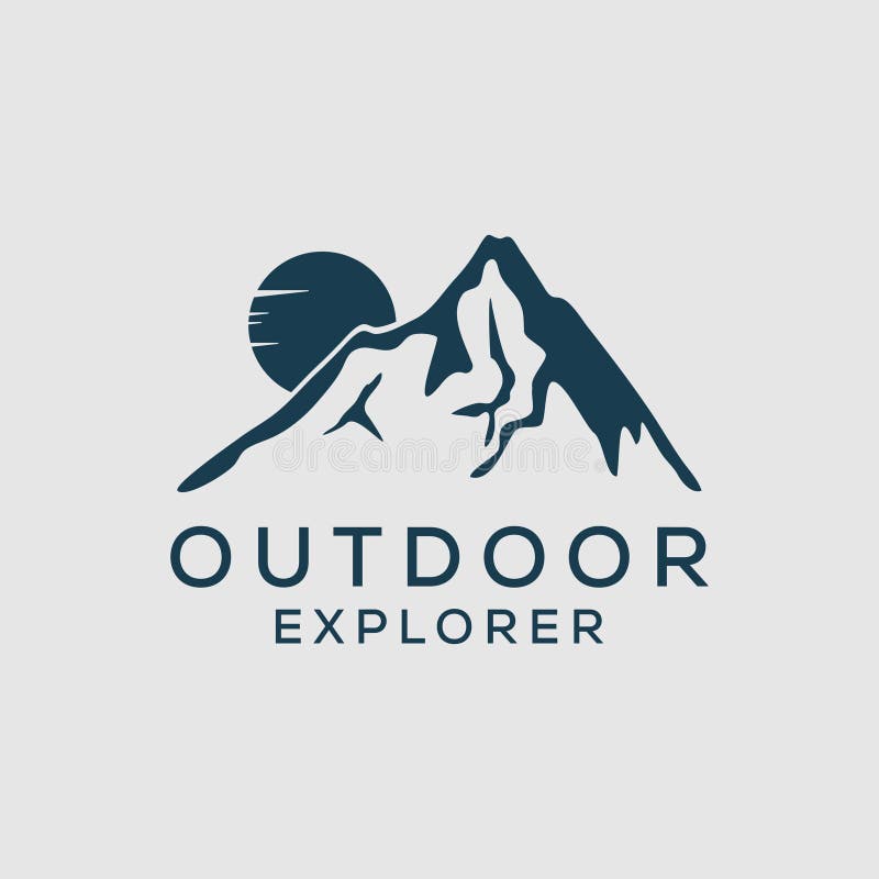 Mountain Outdoor Explorer Logo Design Vector, Night Outdoor Landscape ...