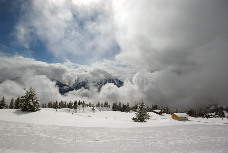 Mountain Panorama, Winter Scene Stock Image - Image of peaks, dramatic ...