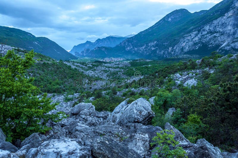Mountain Pass in Alps at Dusk Stock Image - Image of valley, mountain ...