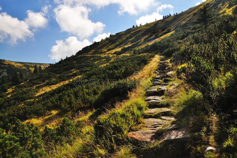 Mountain path stock image. Image of path, extreme, clouds - 16689083