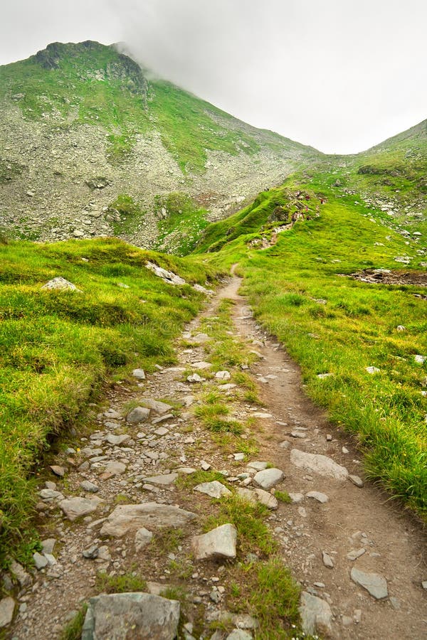 Hiking Trail through the Mountains Stock Photo - Image of peak ...