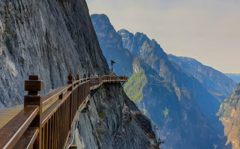 Mountain Path Along Steep Cliffs on the High Mountain Stock Photo ...