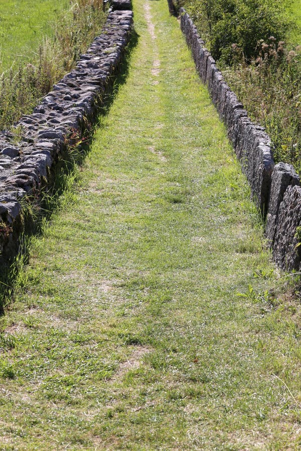Mountain Path Bordered by Stone Slab Stock Photo - Image of infinity ...