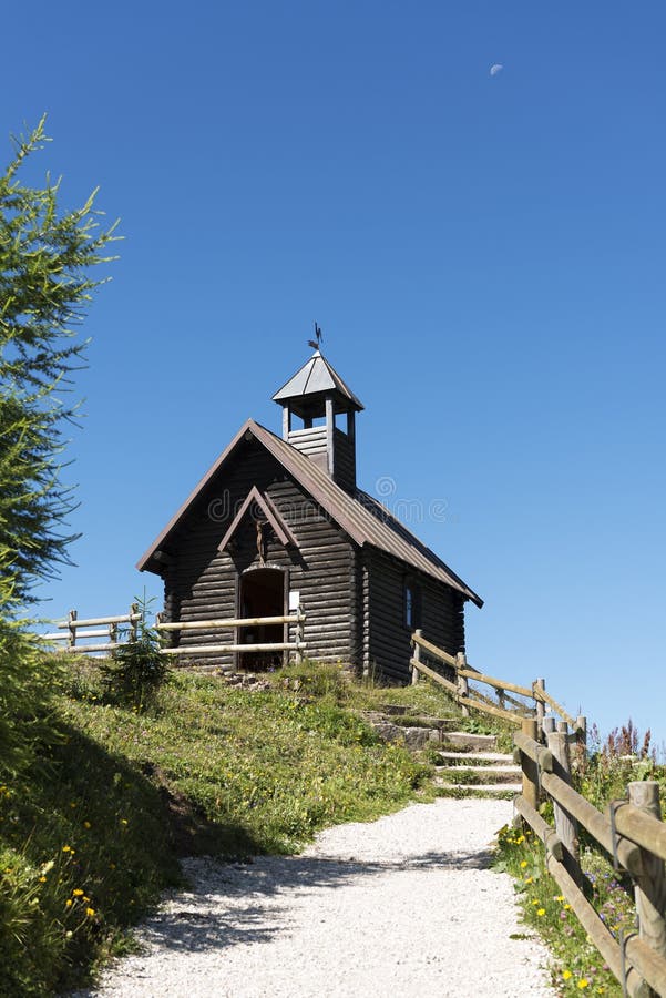 Mountain path and church stock photo. Image of alps, trekking - 44183482
