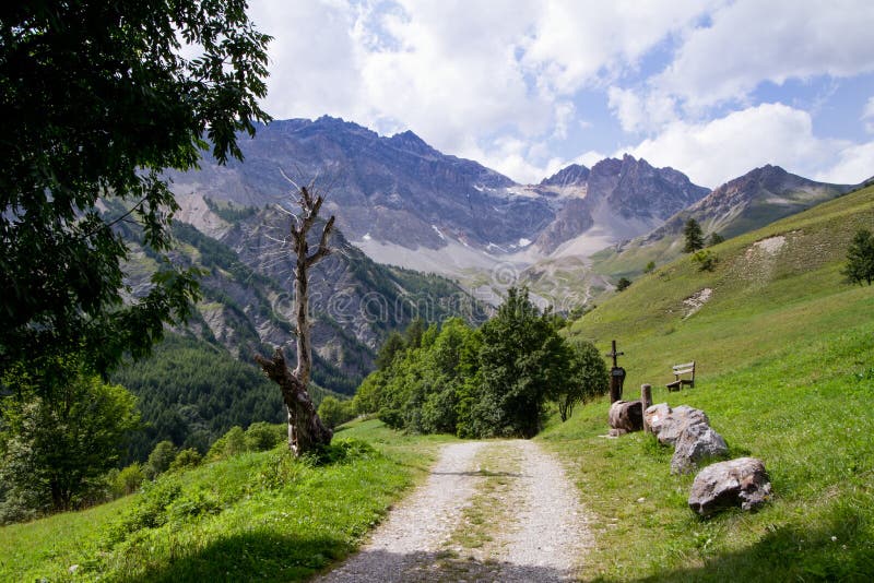 Mountain path stock image. Image of green, alps, mountains - 74854551