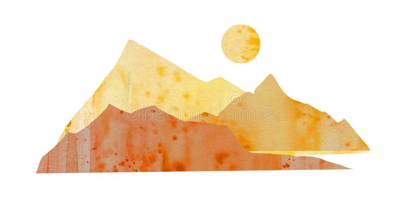 Mountain Path with Sun Isolated on White Stock Illustration ...