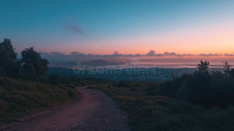 Mountain Path at Sunset stock photo. Image of hiking - 360164300