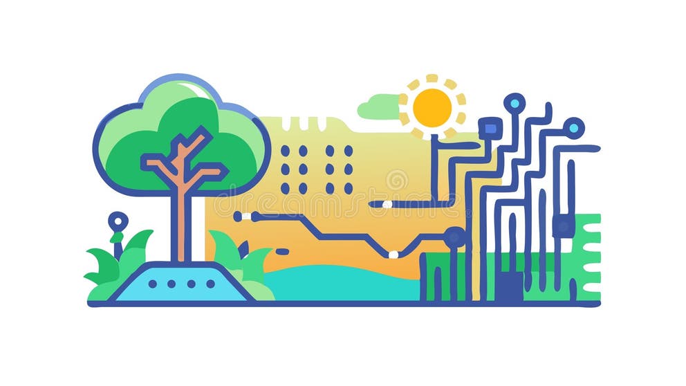 Mountain Peak with Circuitry. Geo-Tech Integration, Vector Design ...
